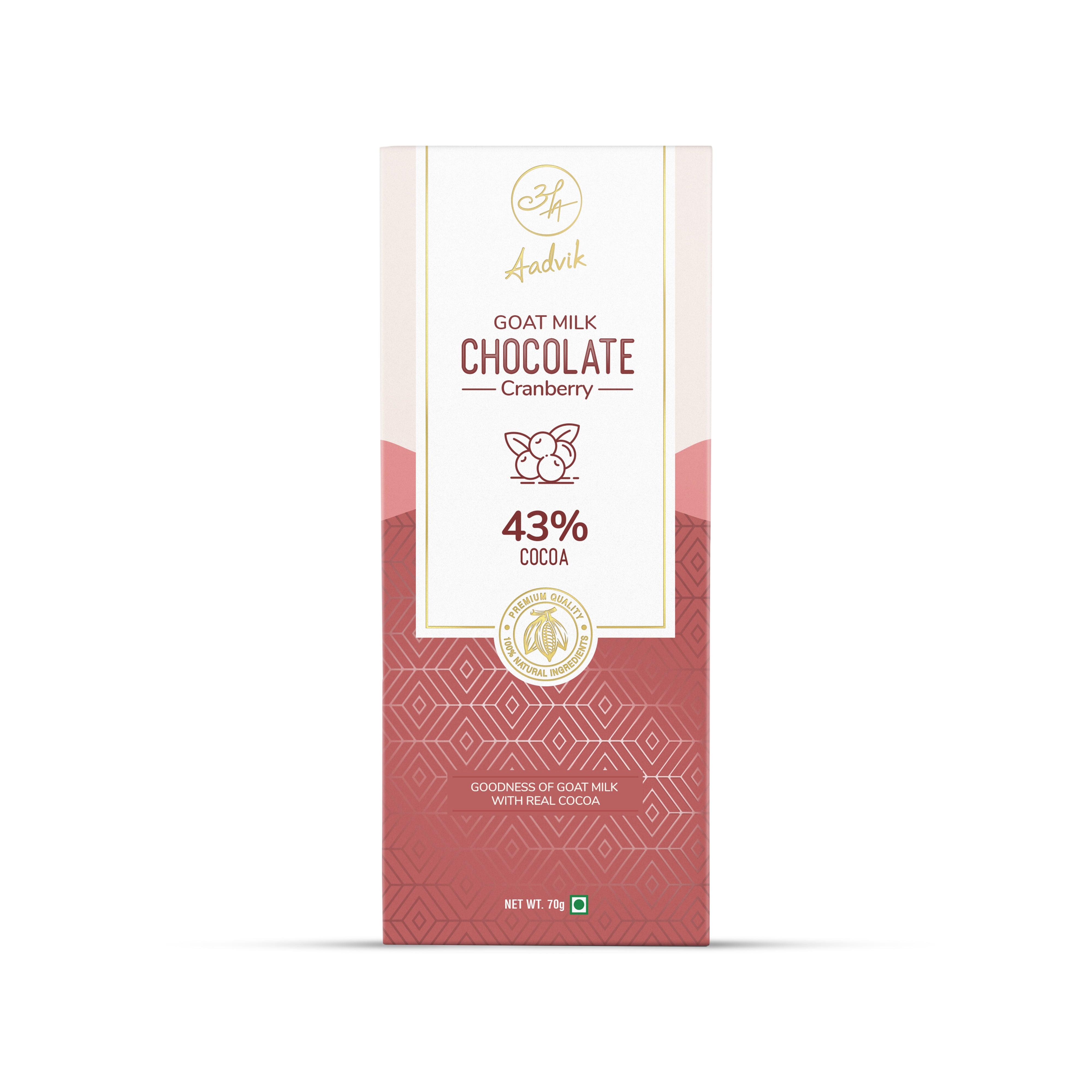 Goat Milk Chocolate with Cranberry made with Unrefined Sugar and Cocoa ...